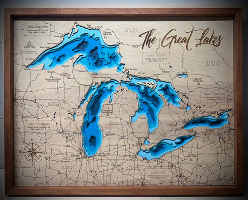 Michigan Great Lakes Multi-Layer Map – Better Half Engraving